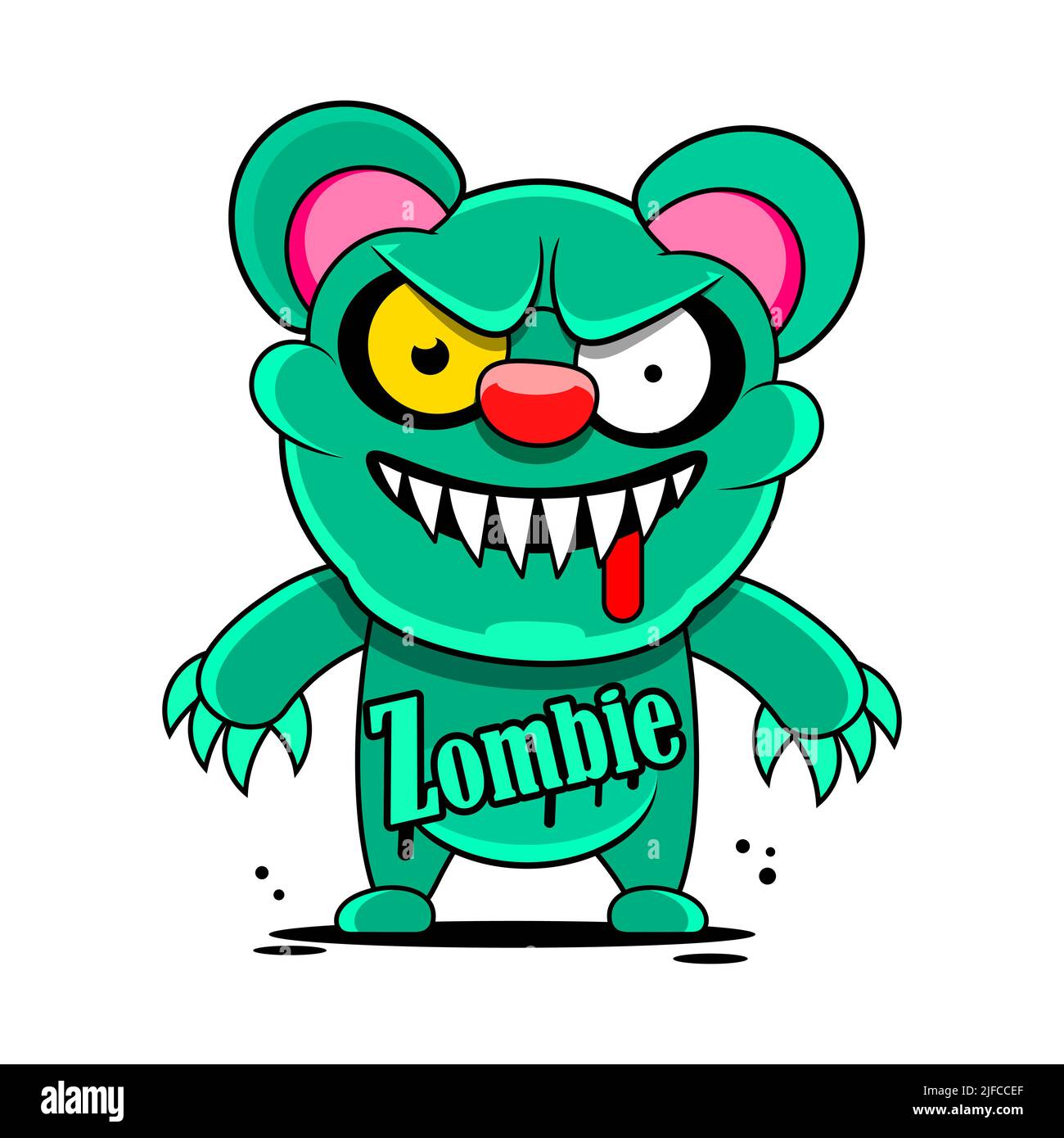 Green teddy bear Zombie with limbs. Vector illustration of a clipart ...