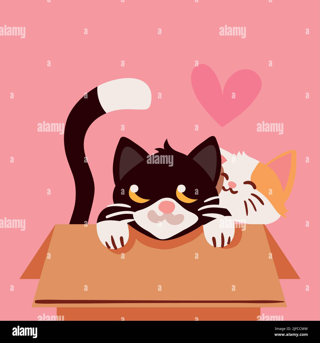 Cats in cardboard box Stock Vector Images - Alamy