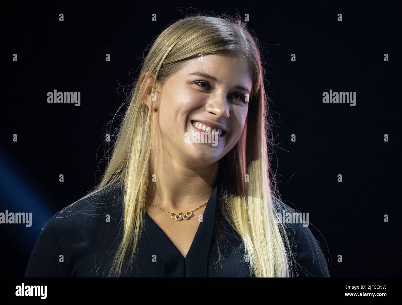 Munich, Germany. 01st July, 2022. Eli Seitz, gymnast, takes part in the ...