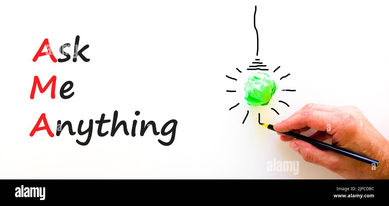 AMA ask me anything symbol. Concept words AMA ask me anything on white ...