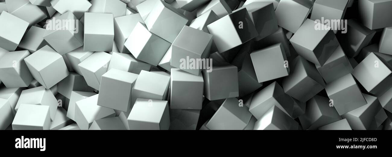 Banner Background of many small white cubes Stock Photo - Alamy