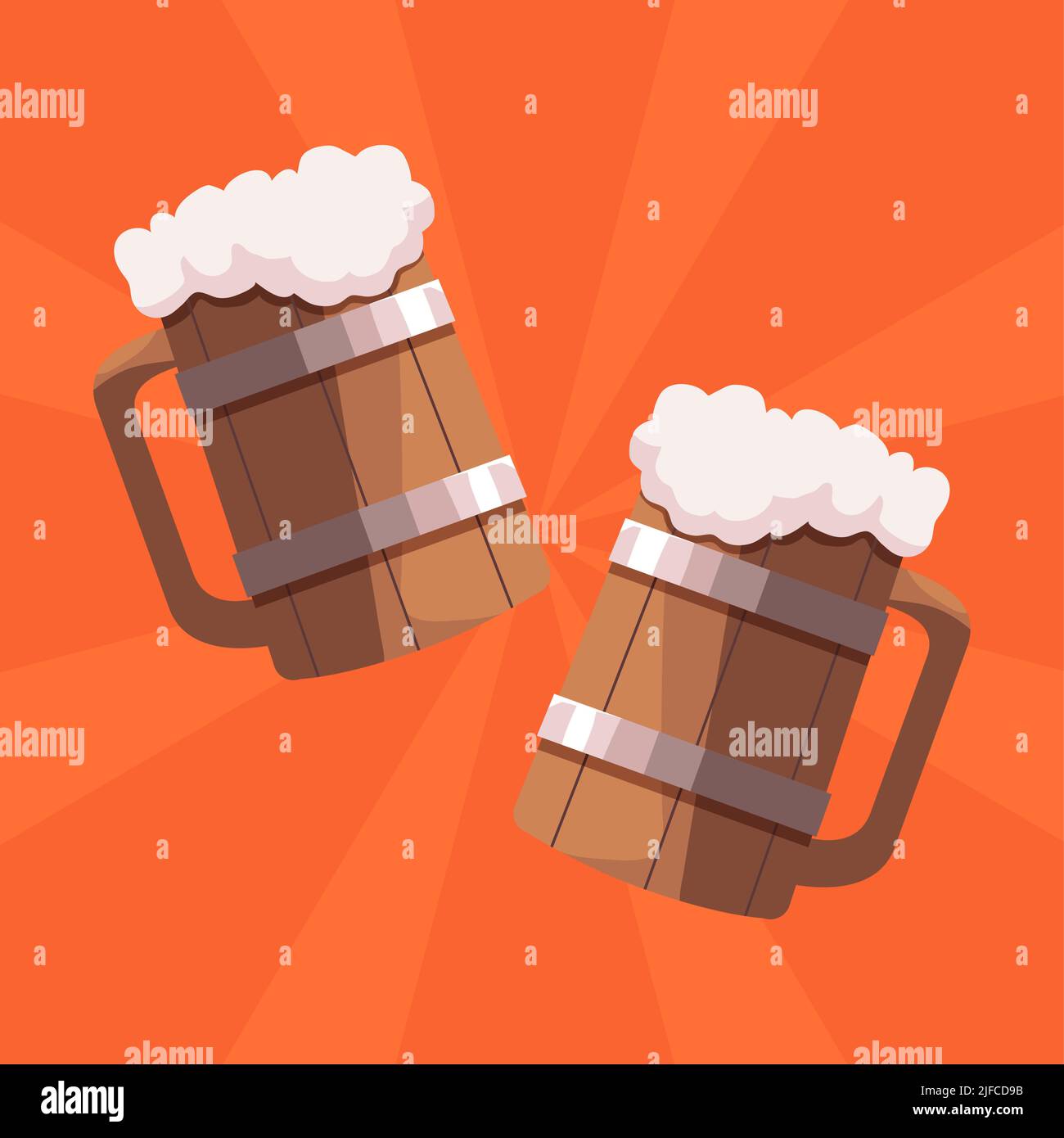 oktoberfest wooden mugs Stock Vector Image & Art - Alamy