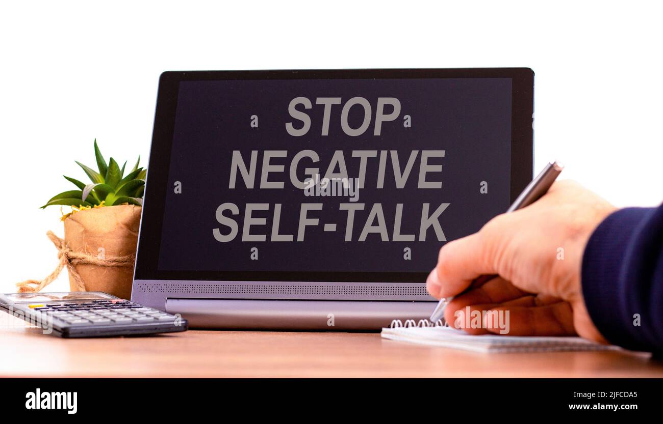 Stop negative self-talk symbol. Concept words Stop negative self-talk ...