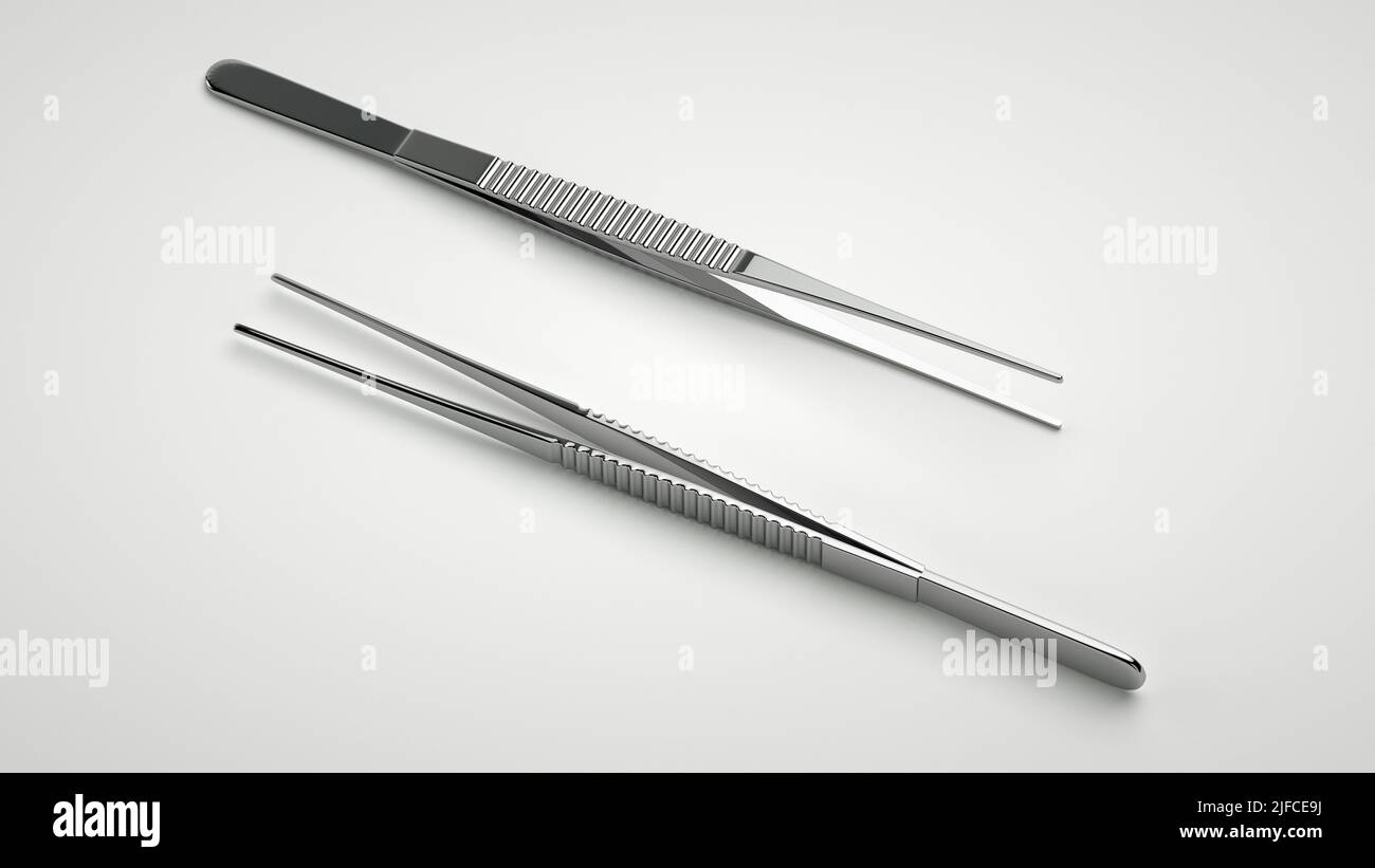 A 3D rendering of surgical tweezers on a white background Stock Photo ...