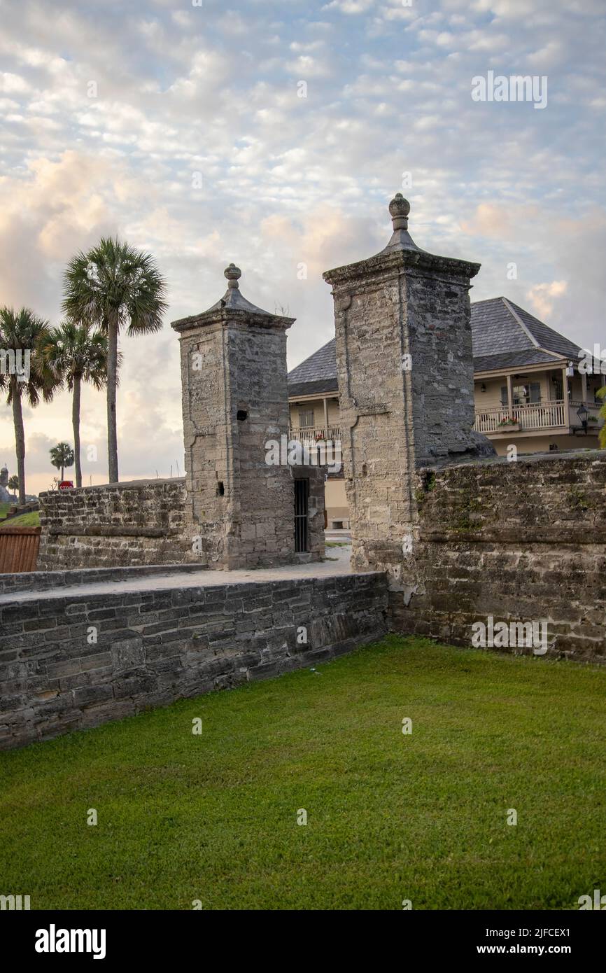 The historic City Gate of St. Augustine, Florida erected in 1808 Stock ...
