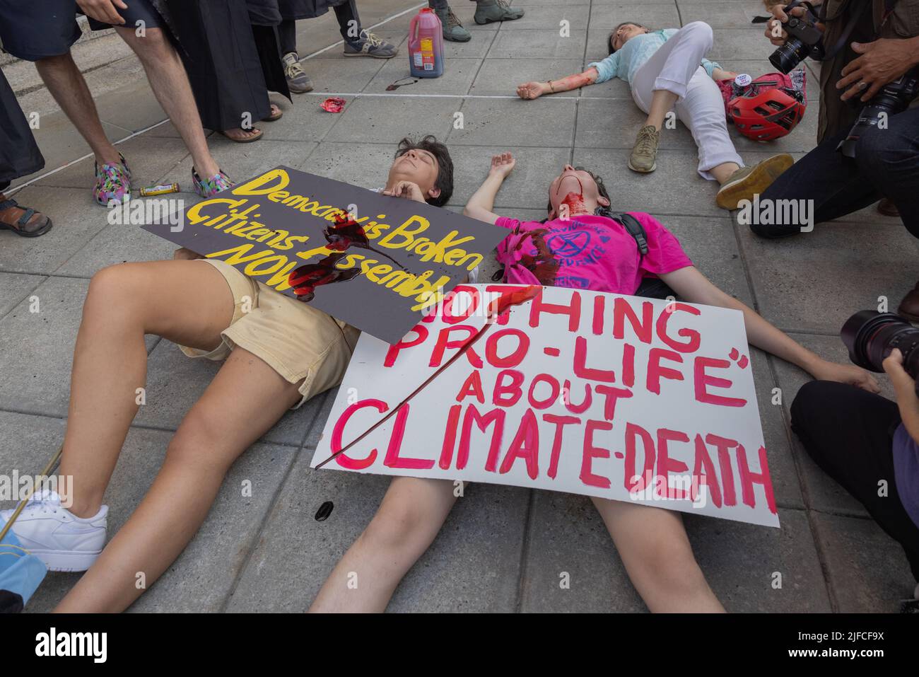NEW YORK, N.Y. – June 30, 2022: Extinction Rebellion protesters rally ...