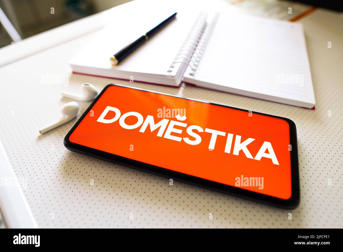 Brazil. 1st July, 2022. In this photo illustration the Domestika logo ...