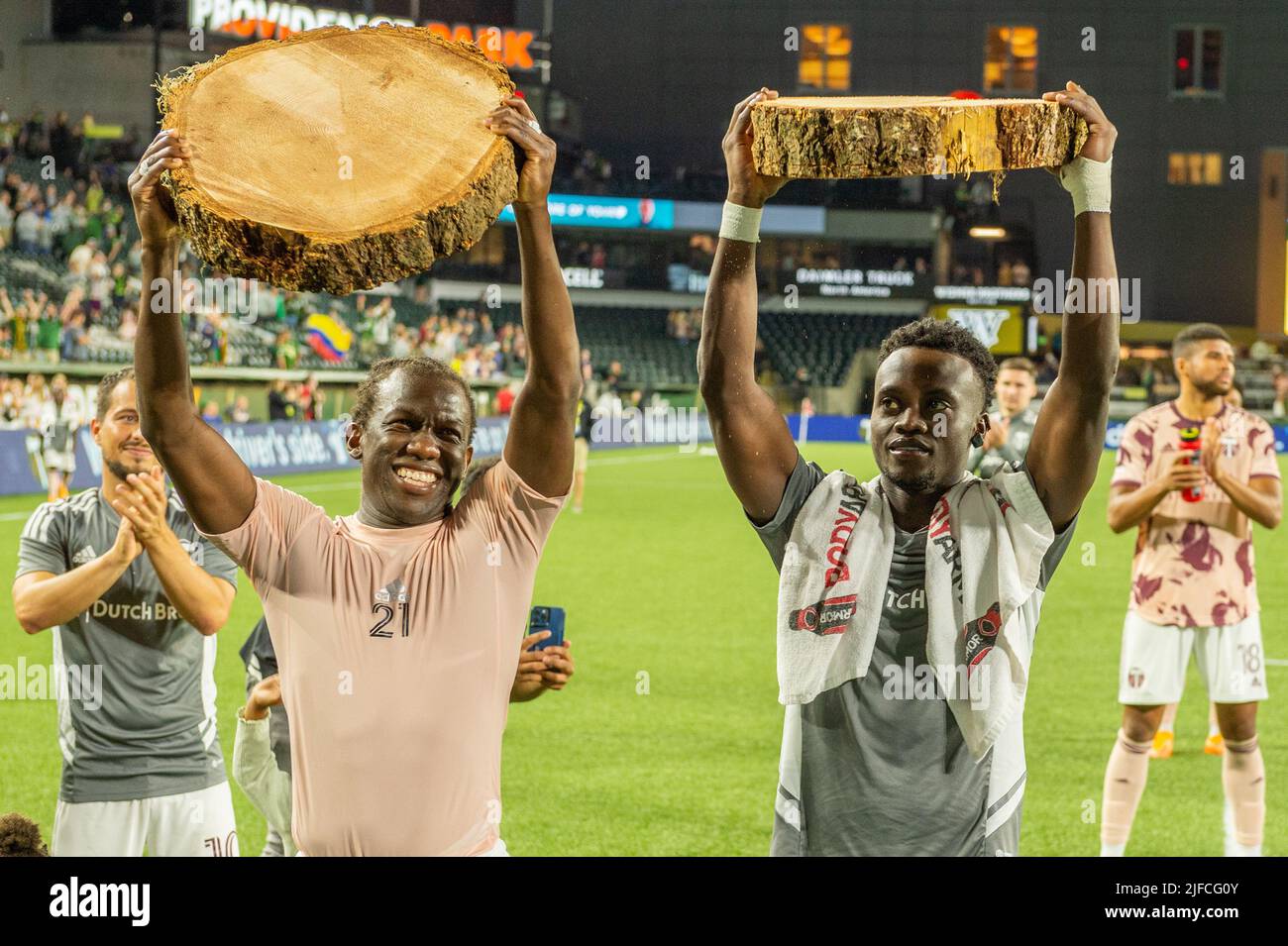 PORTLAND, OR - JUNE 29: Portland Timbers midfielders Diego CharÃ¡ (left ...