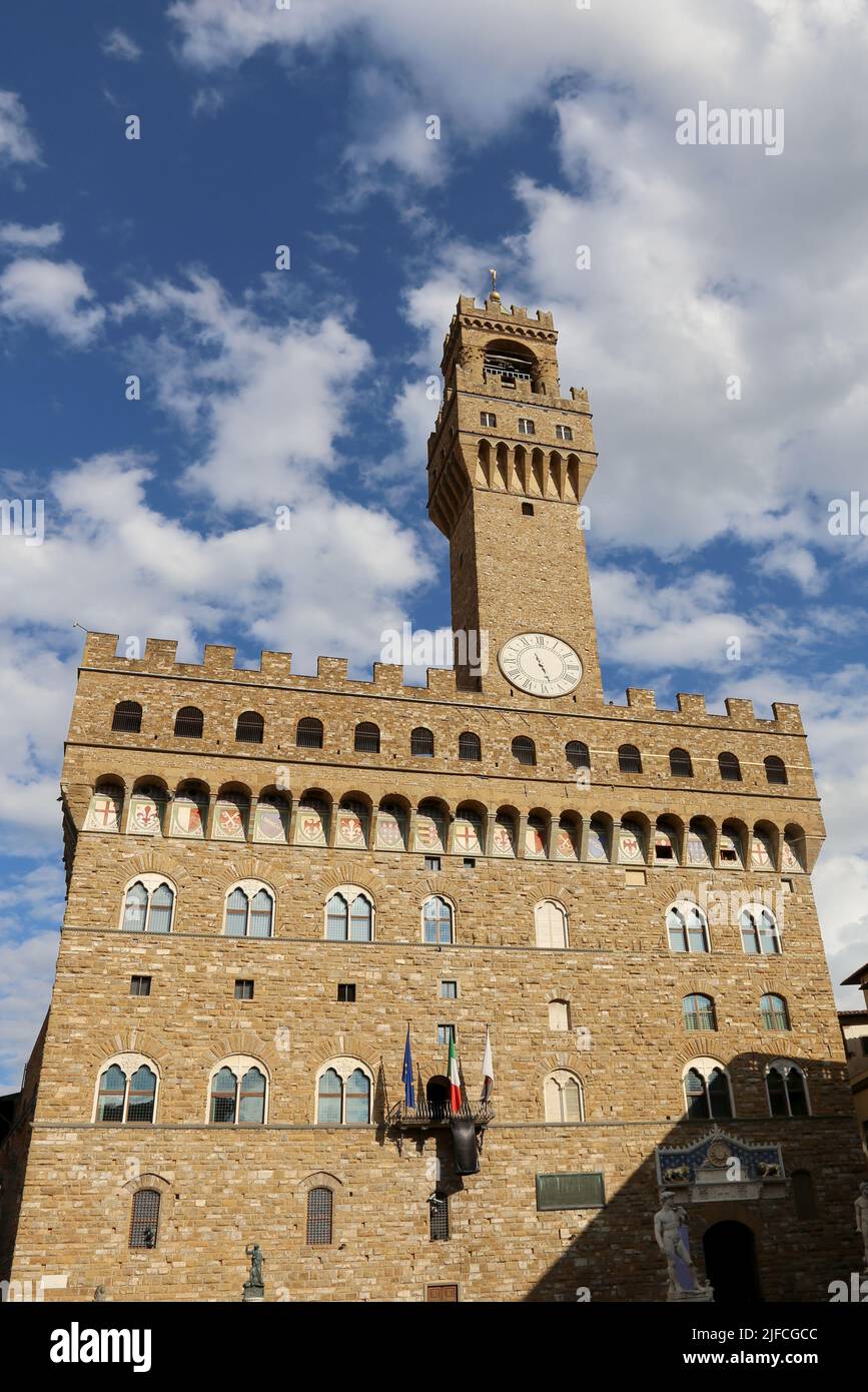 Tower of Old Palace called PALAZZO VECCHIO in the Signoria Square in ...