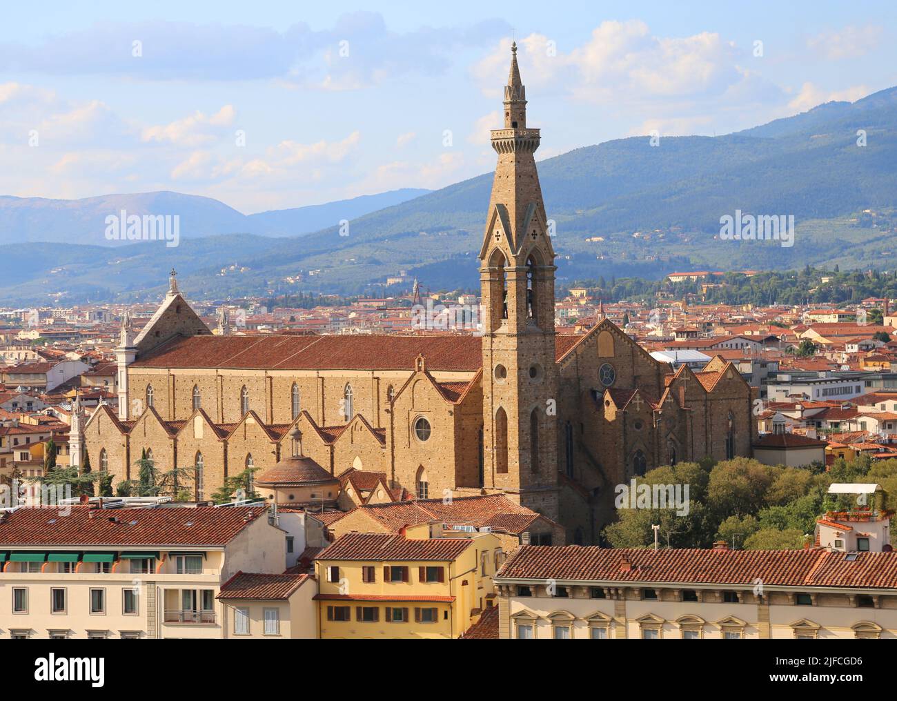 Church and the bell tower of Holy Cross called SANTA CROCE in Florence ...