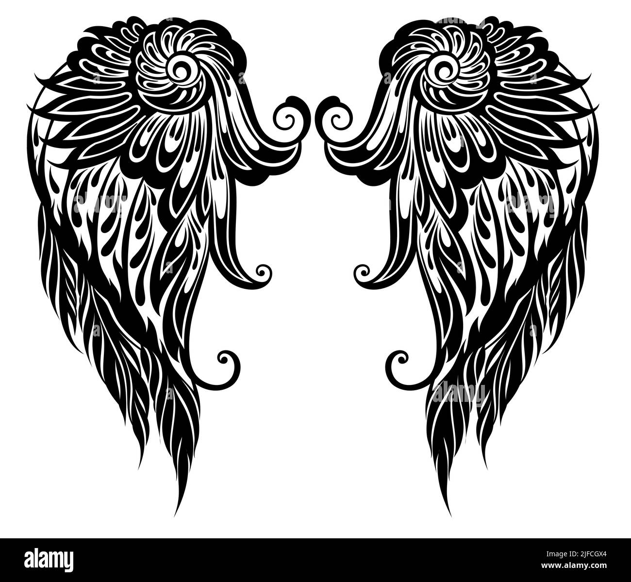 Stylized a pair of bird wings. Angel. Vector illustration for tattoo ...