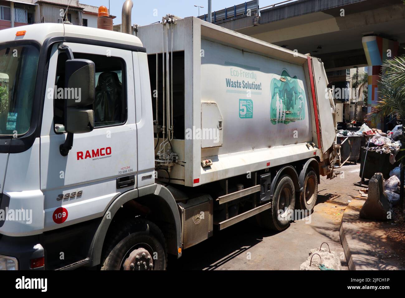 Beirut, Lebanon. 29th June, 2022. A truck of Ramco Waste Management ...