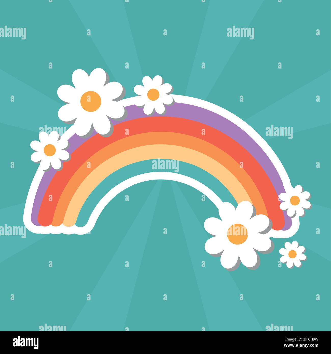 rainbow and flowers sticker Stock Vector Image & Art - Alamy