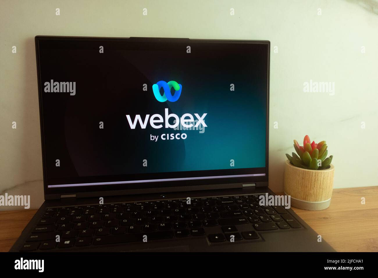 KONSKIE, POLAND - June 30, 2022: Cisco Webex logo displayed on laptop ...