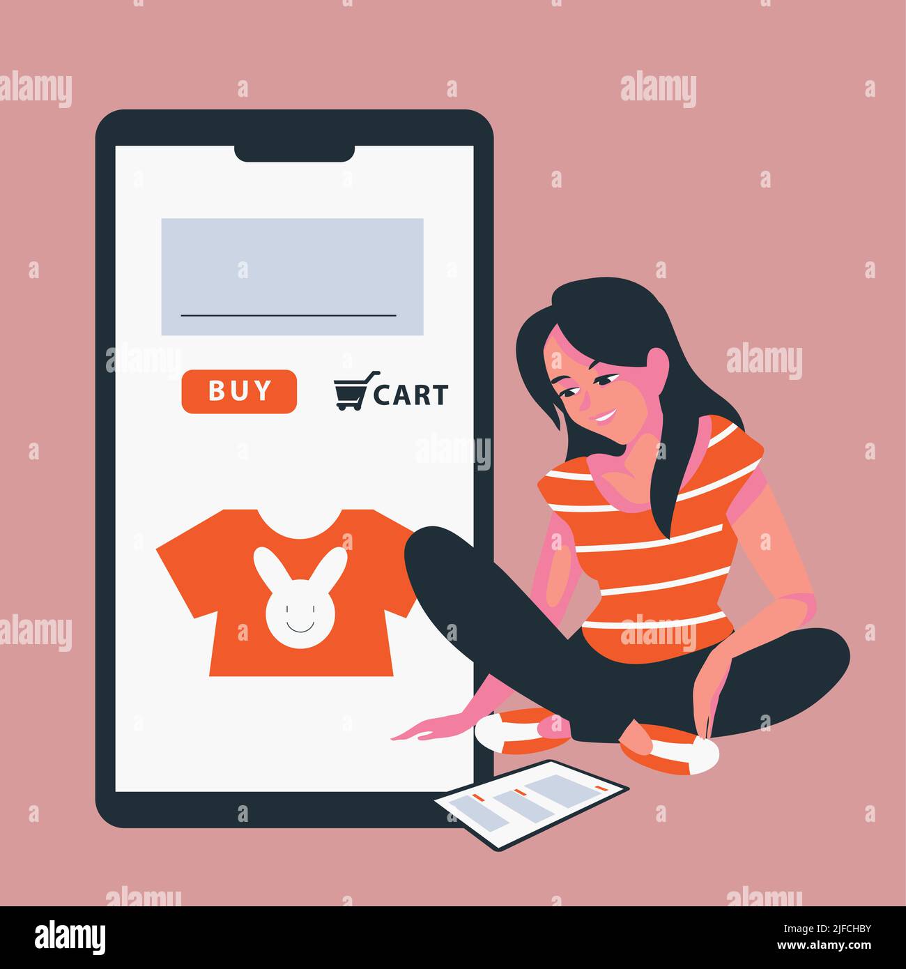 woman ordering online shopping Stock Vector Image & Art - Alamy