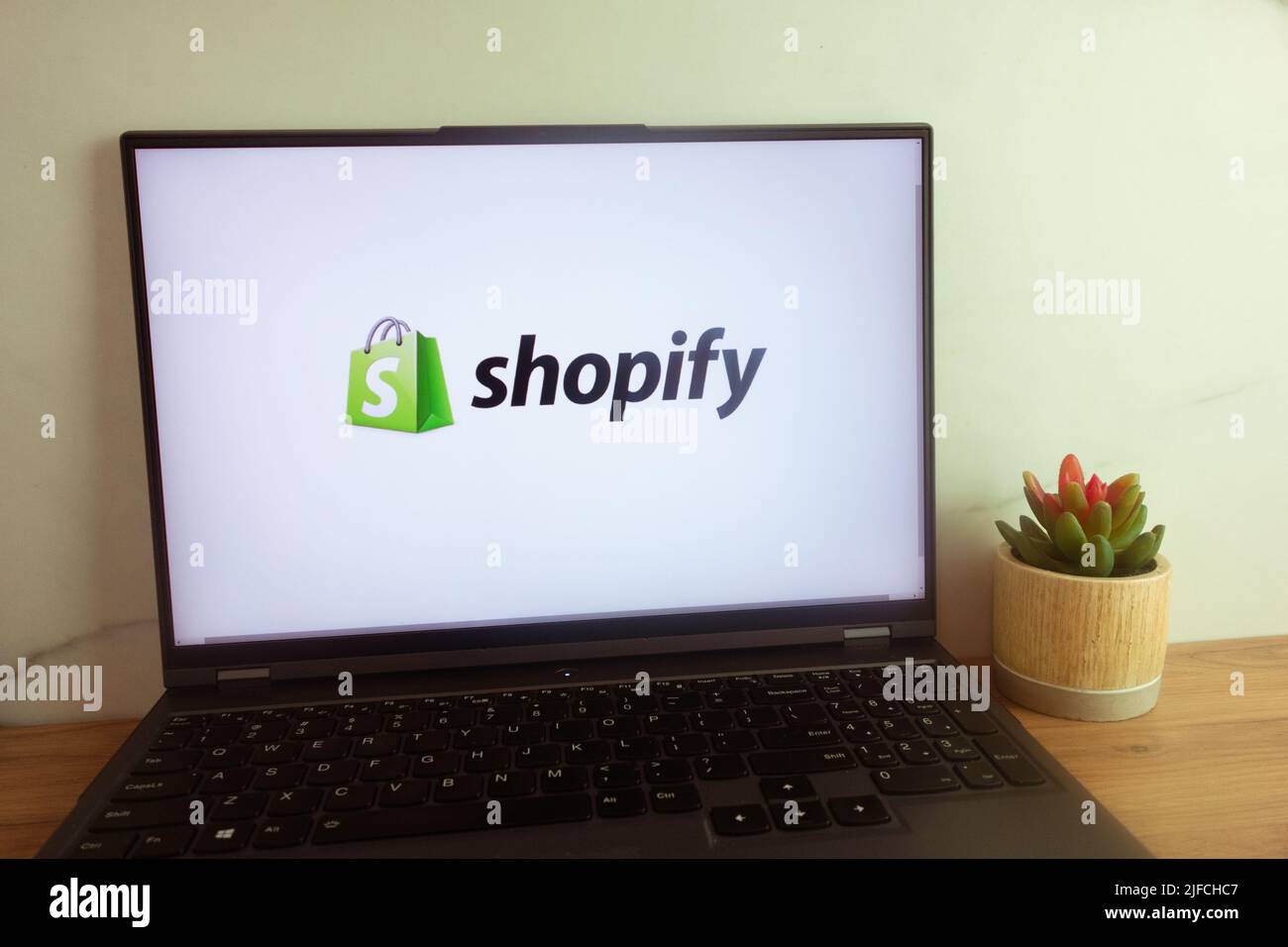 KONSKIE, POLAND - June 30, 2022: Shopify Inc logo displayed on laptop ...