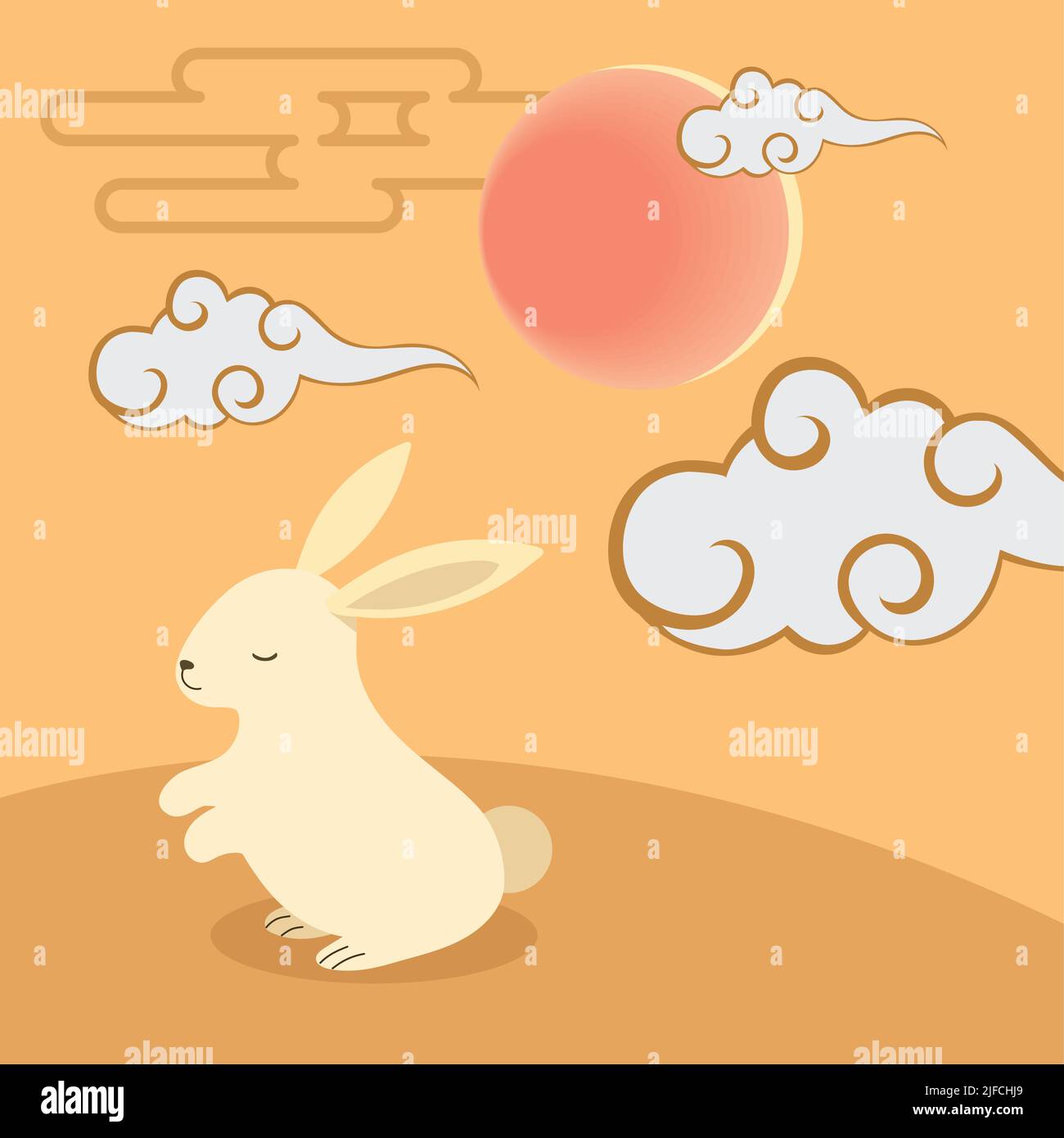 chinese moon festival rabbit cartoon Stock Vector Image & Art - Alamy