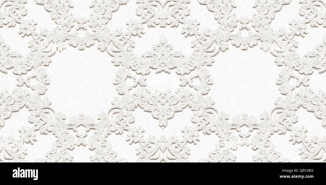 White on White linen lace effect border background. Minimal stylish ...