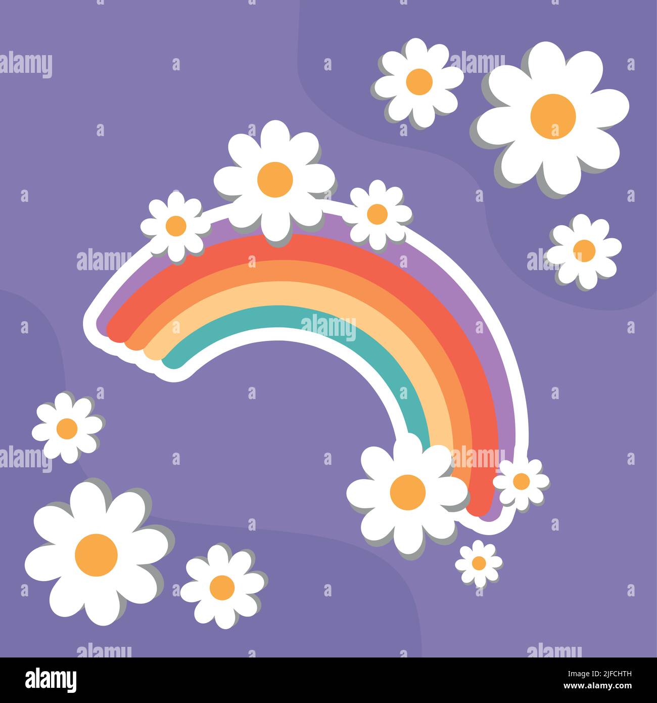 hippie rainbow and flowers Stock Vector Image & Art - Alamy