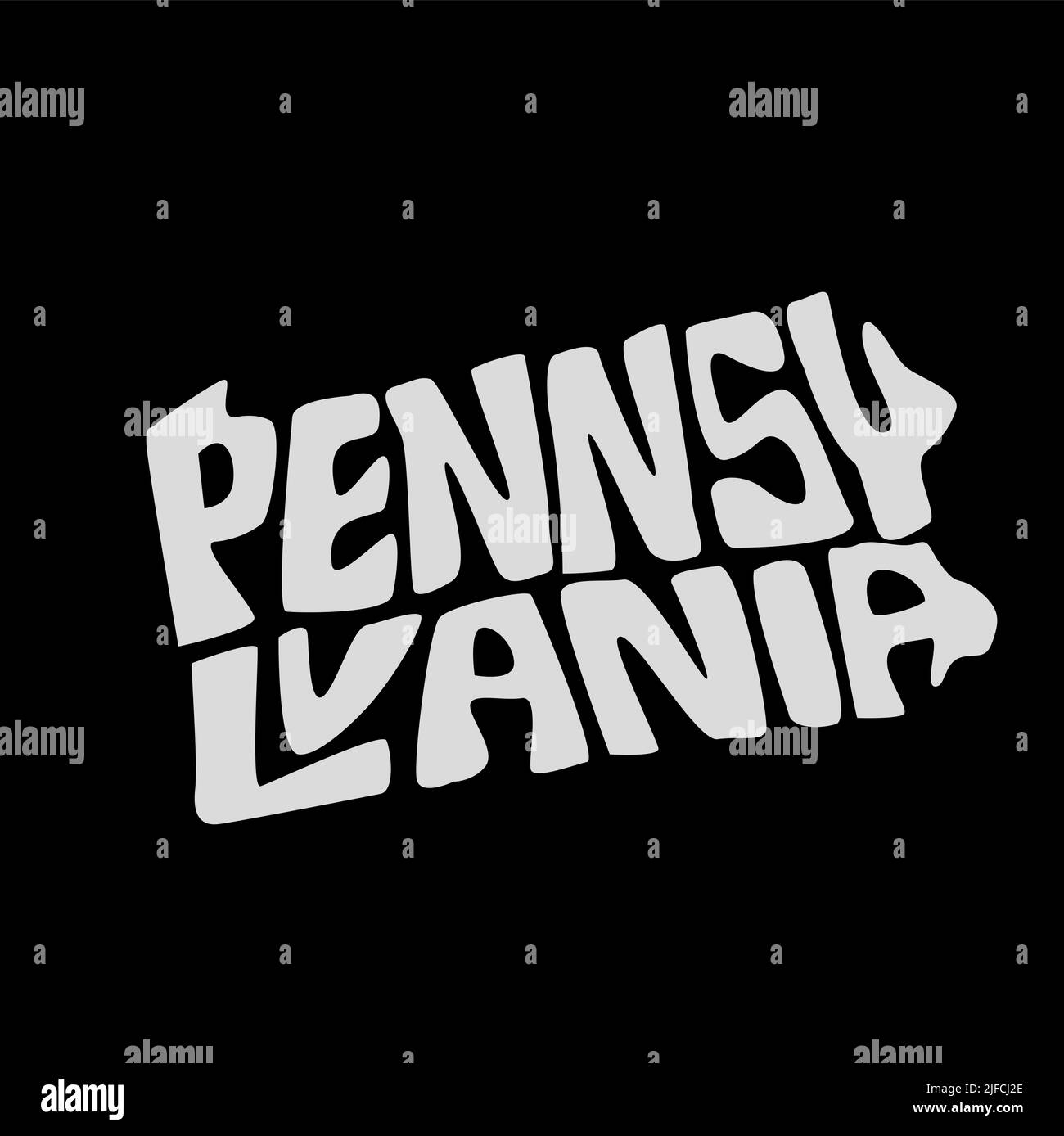 A vector of Pennsylvania state name map typography on black background ...
