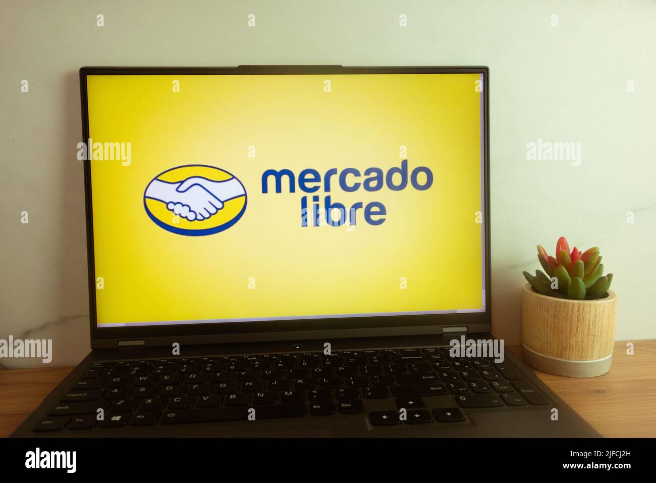 KONSKIE, POLAND - June 30, 2022: Mercado Libre company logo displayed ...