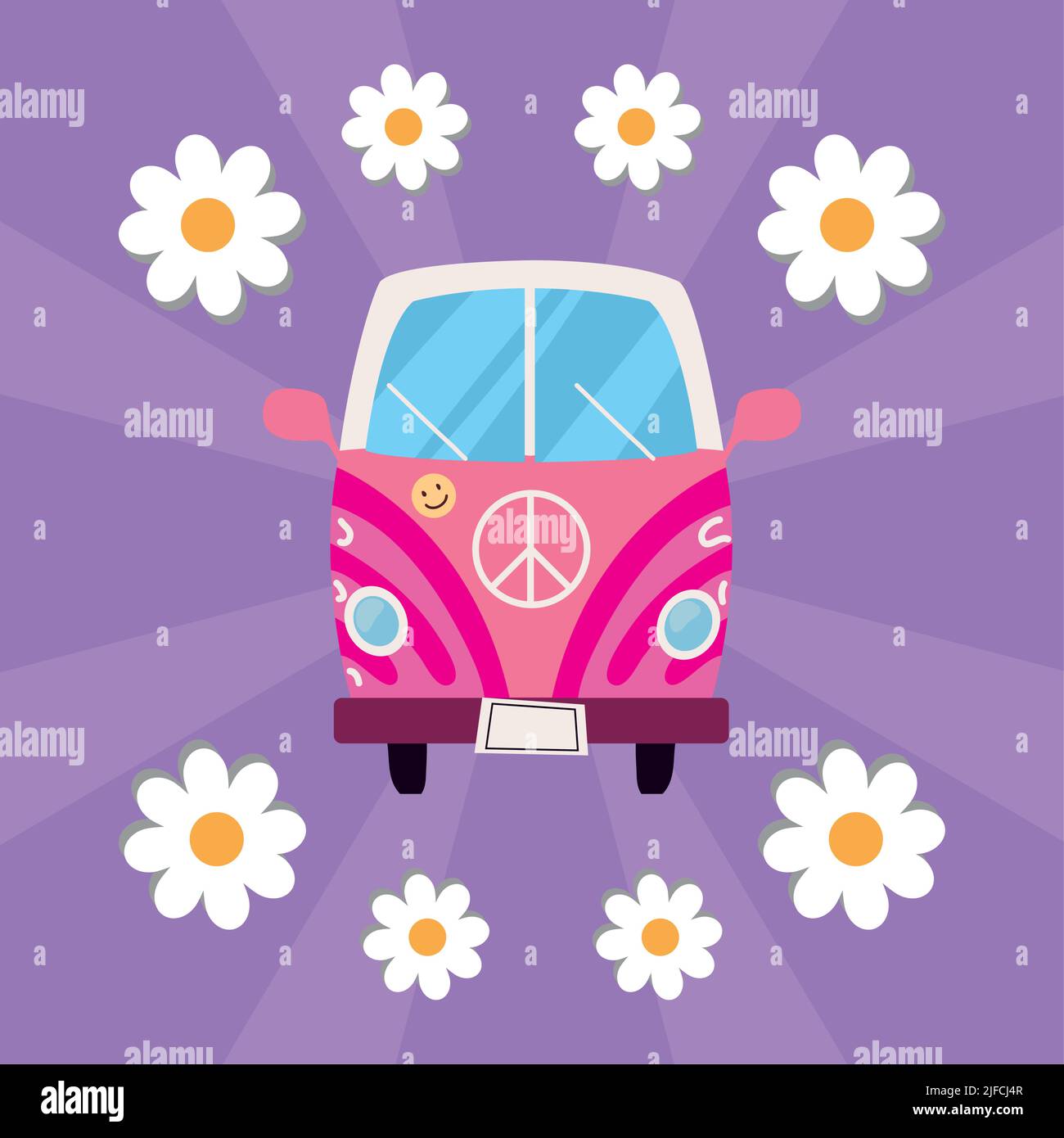 Cartoon style van hippie Stock Vector Images - Alamy