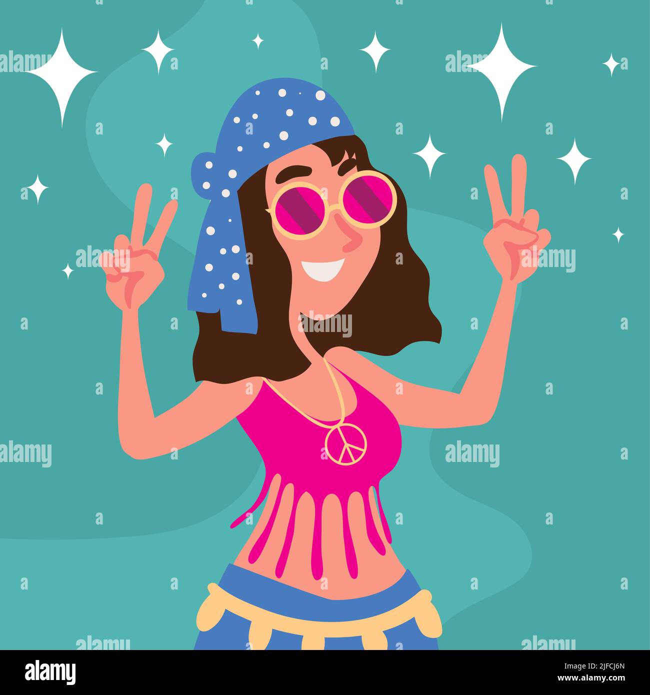 hippie woman character Stock Vector Image & Art - Alamy