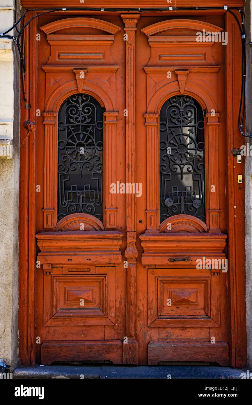 Vintage carving wooden doos in Kala, the oldest part of the capital ...
