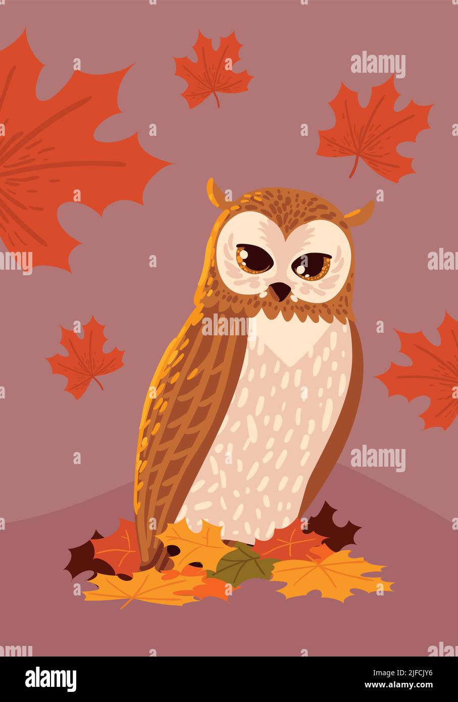 owl and autumn leaf Stock Vector Image & Art - Alamy