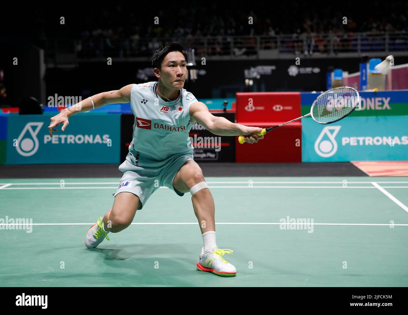 Kento Momota of Japan competes against Shesar Hiren Rhustavito of ... Kento Momota of Japan competes against Shesar Hiren Rhustavito of ...