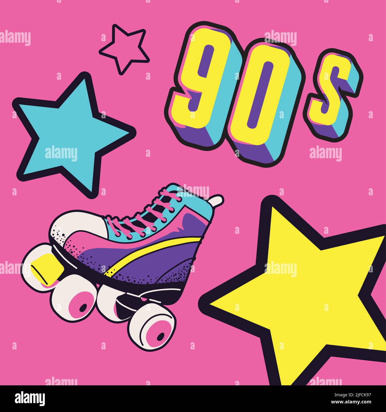 90s roller skate Stock Vector Image & Art - Alamy
