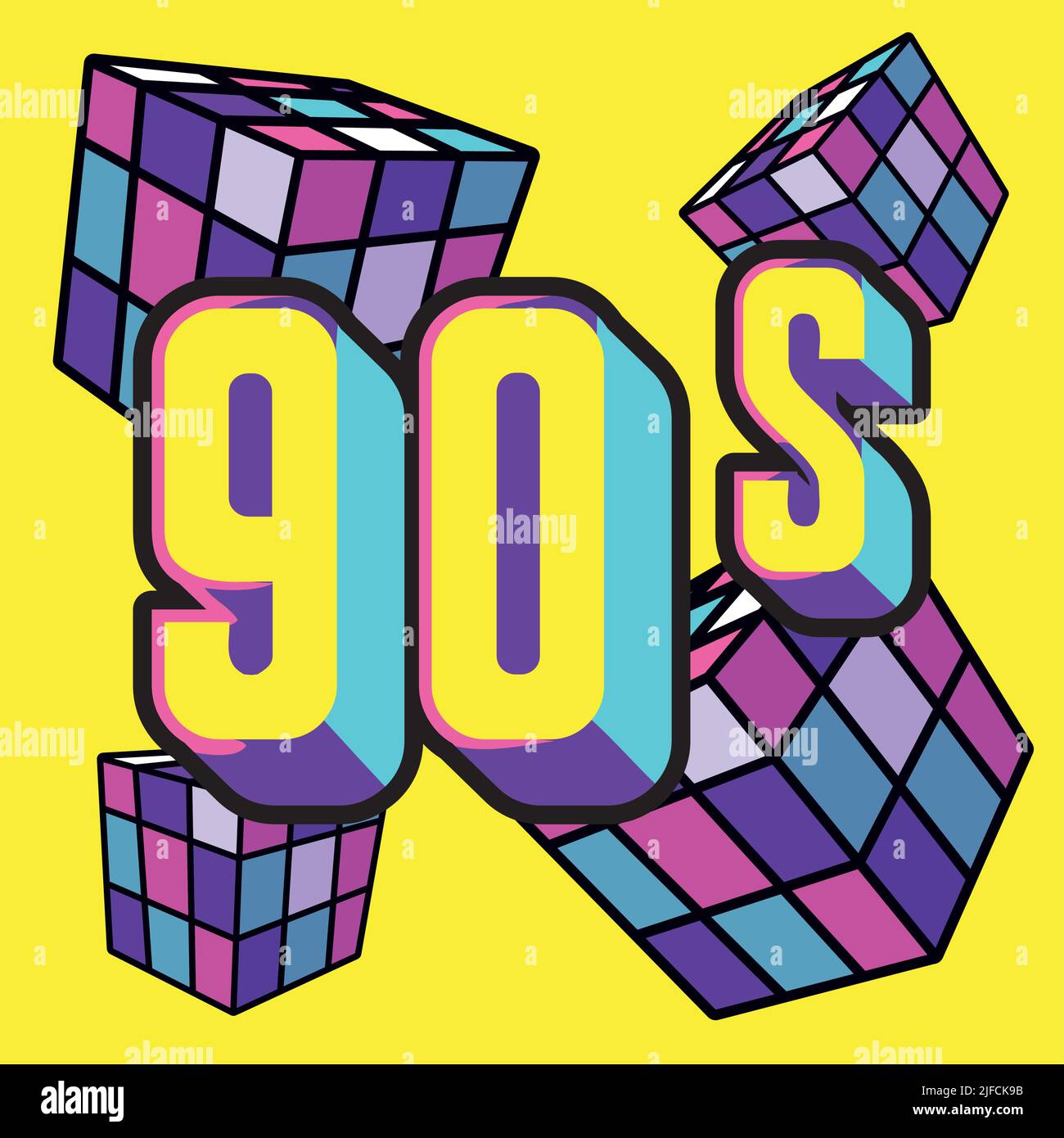 90s rubik cubes Stock Vector Image & Art - Alamy
