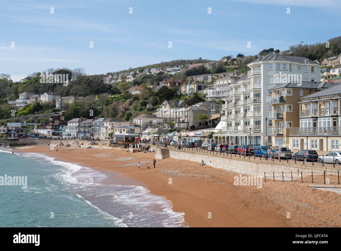 General view of the beach and seafront in Ventnor on the Isle of Wight ...