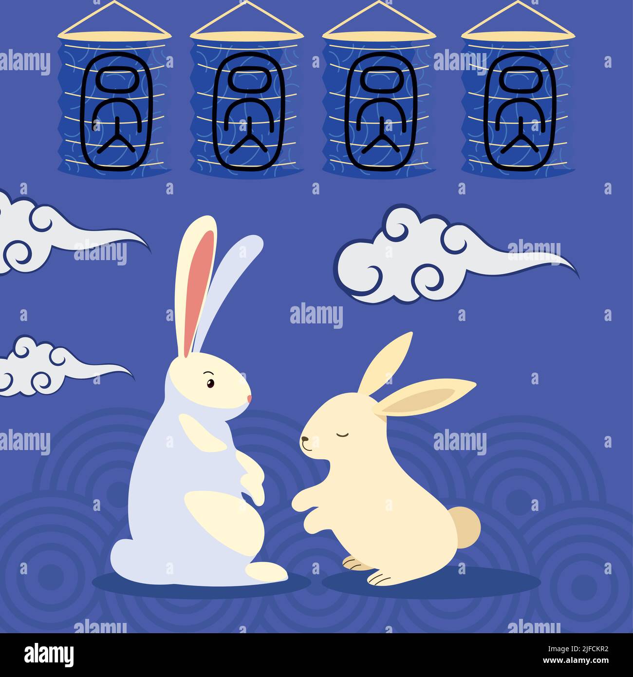 cute rabbits chinese moon festival Stock Vector Image & Art - Alamy