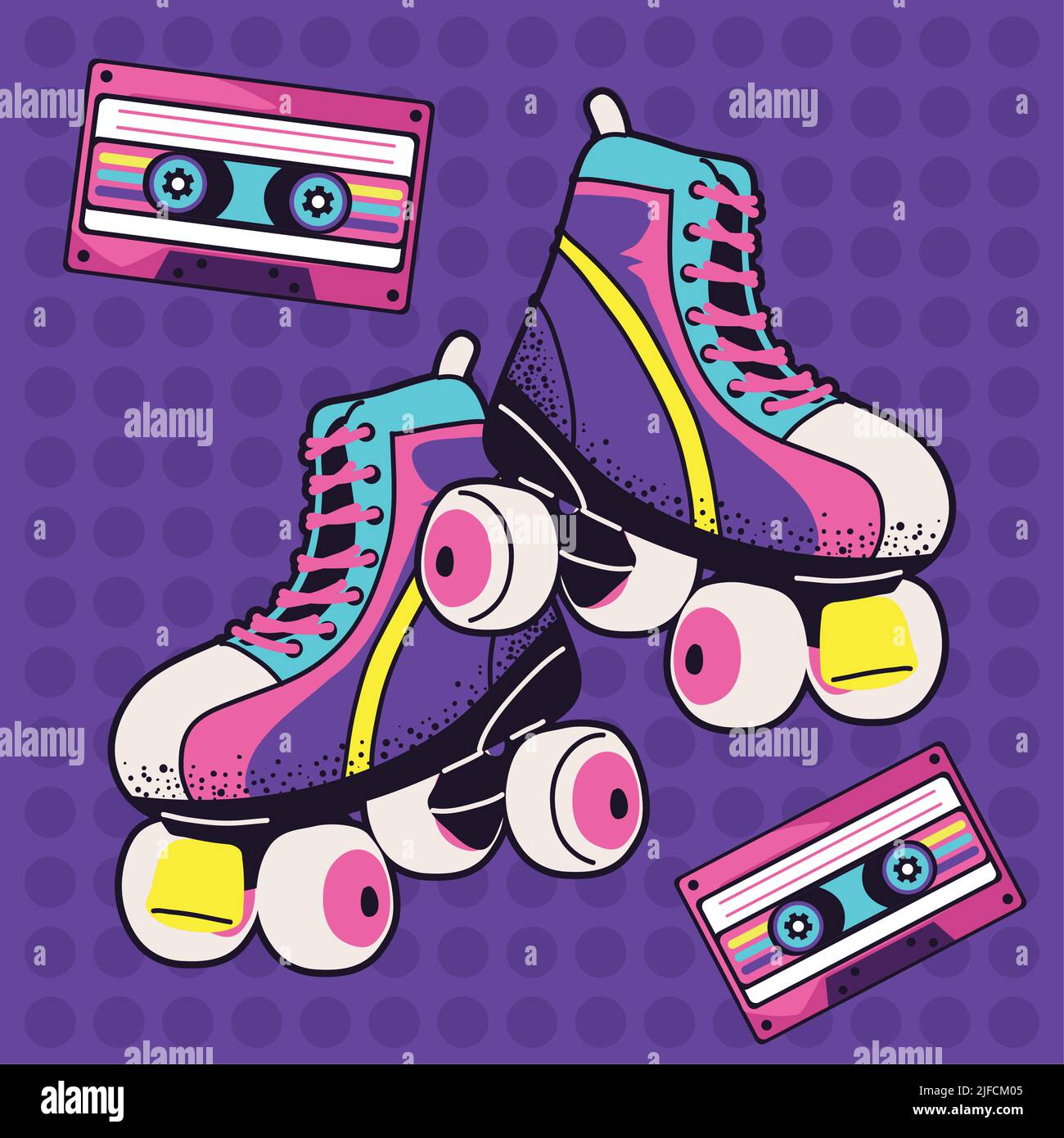 90s roller skates cassette Stock Vector Image & Art - Alamy
