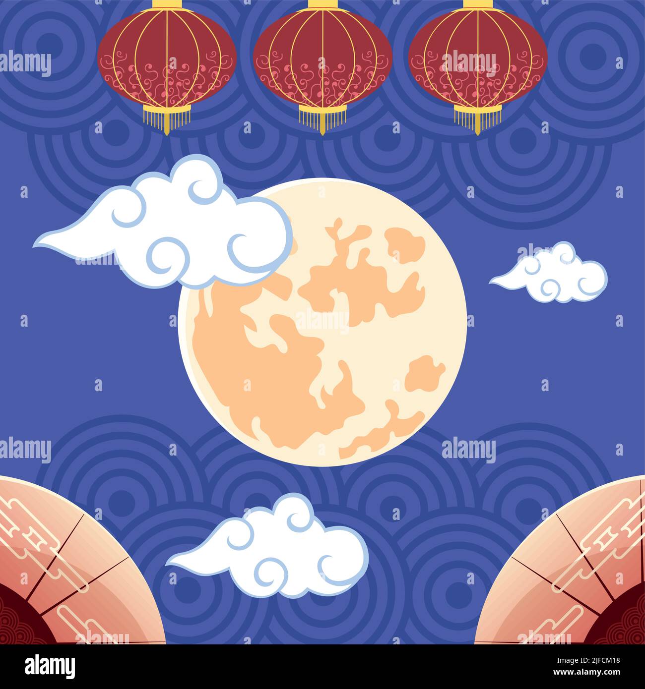 chinese lanterns and moon Stock Vector Image & Art - Alamy