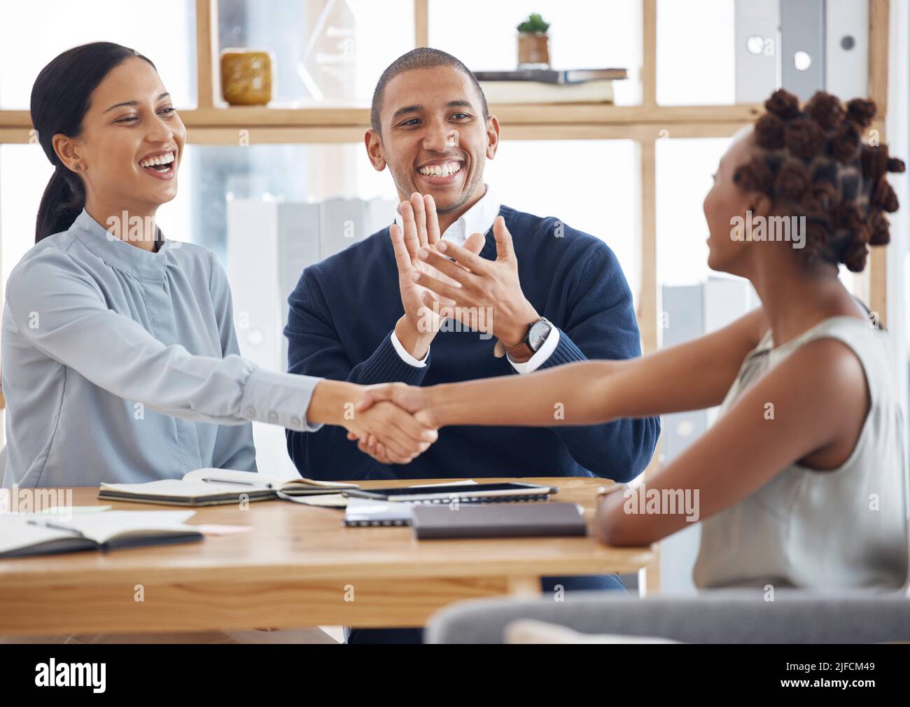Mixed Race Business People Shaking Hands
