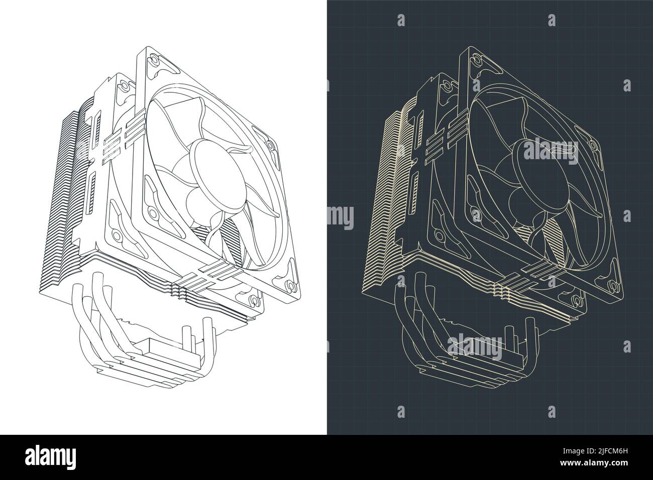 Stylized vector illustration of drawings of CPU Cooler Stock Vector ...