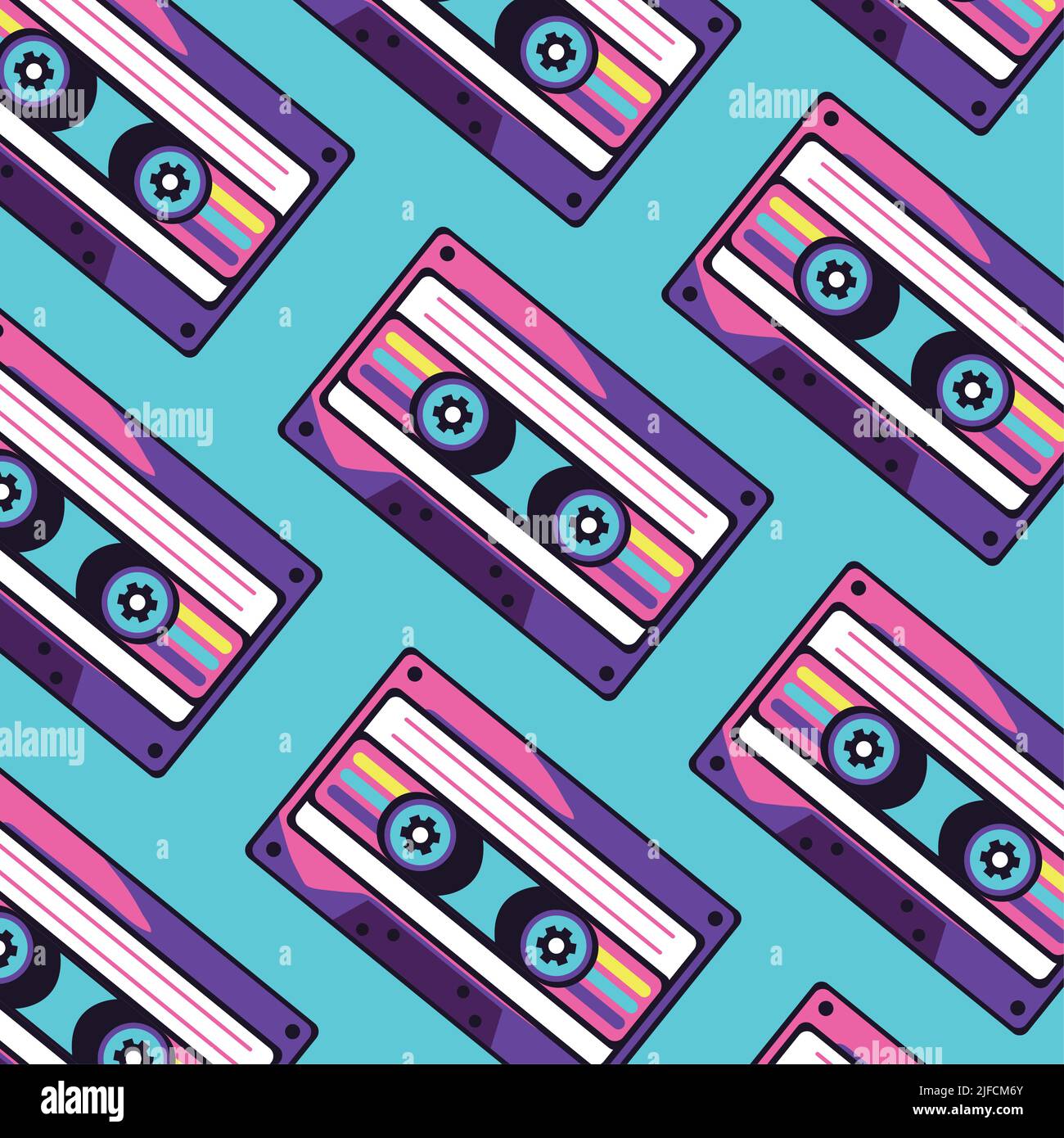 90s casette music pattern Stock Vector Image & Art - Alamy