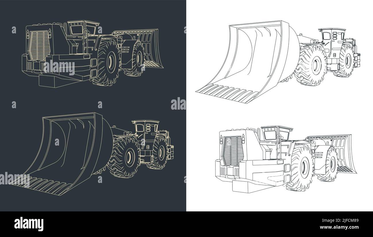 Stylized vector illustration of drawings of heavy loader Stock Vector ...