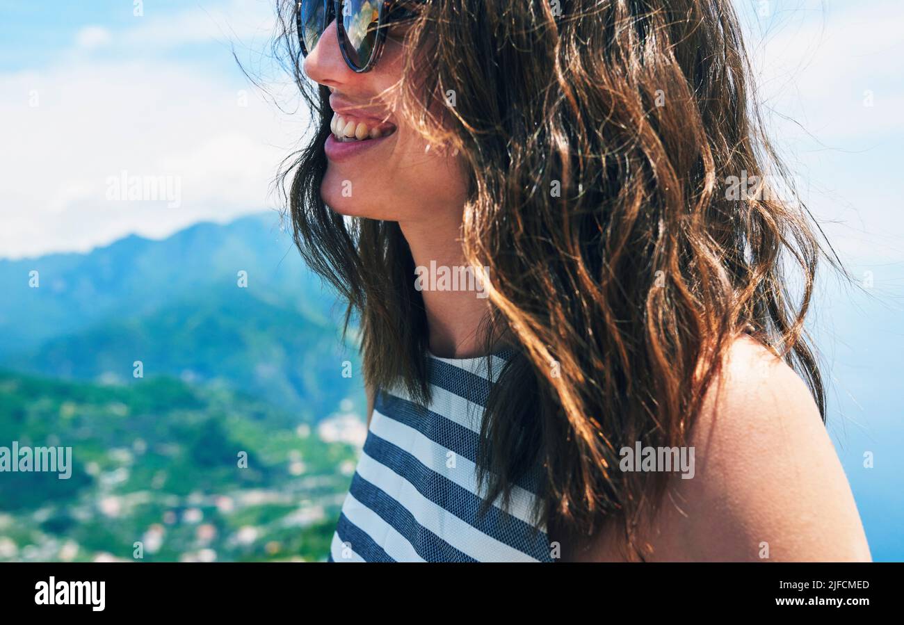 Beautiful woman smiling on travel summer vacation in Italy. Beautiful ...