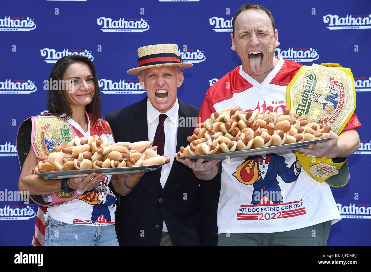 New York, USA. 01st July, 2022. (L-R) Michelle Lesco, George Shea and ...