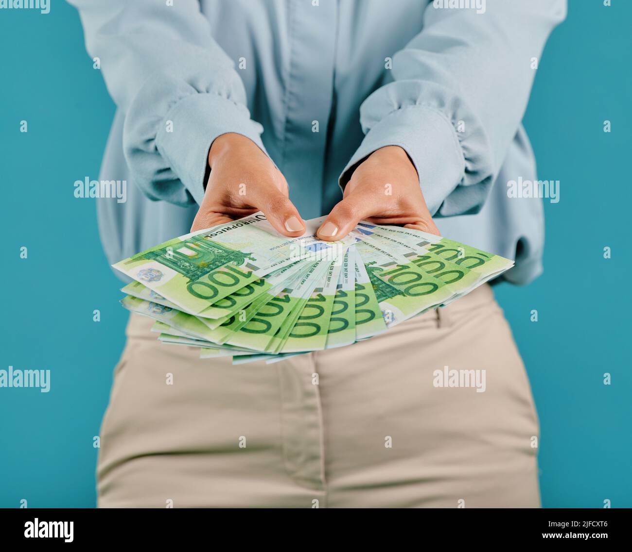 Businesswoman holding bank notes hi-res stock photography and images ...