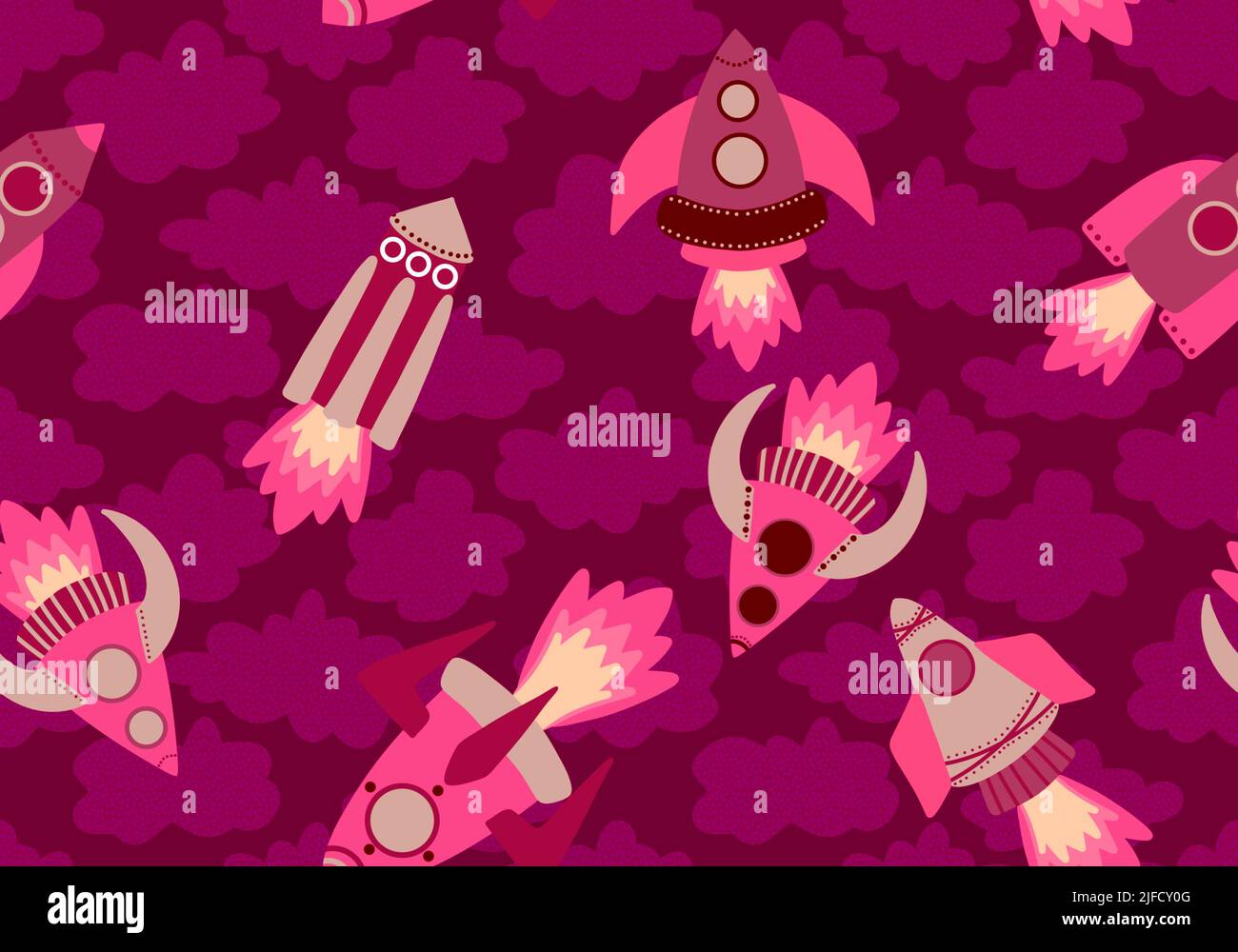 Cartoon seamless spaceship pattern for fabrics and kids and school ...