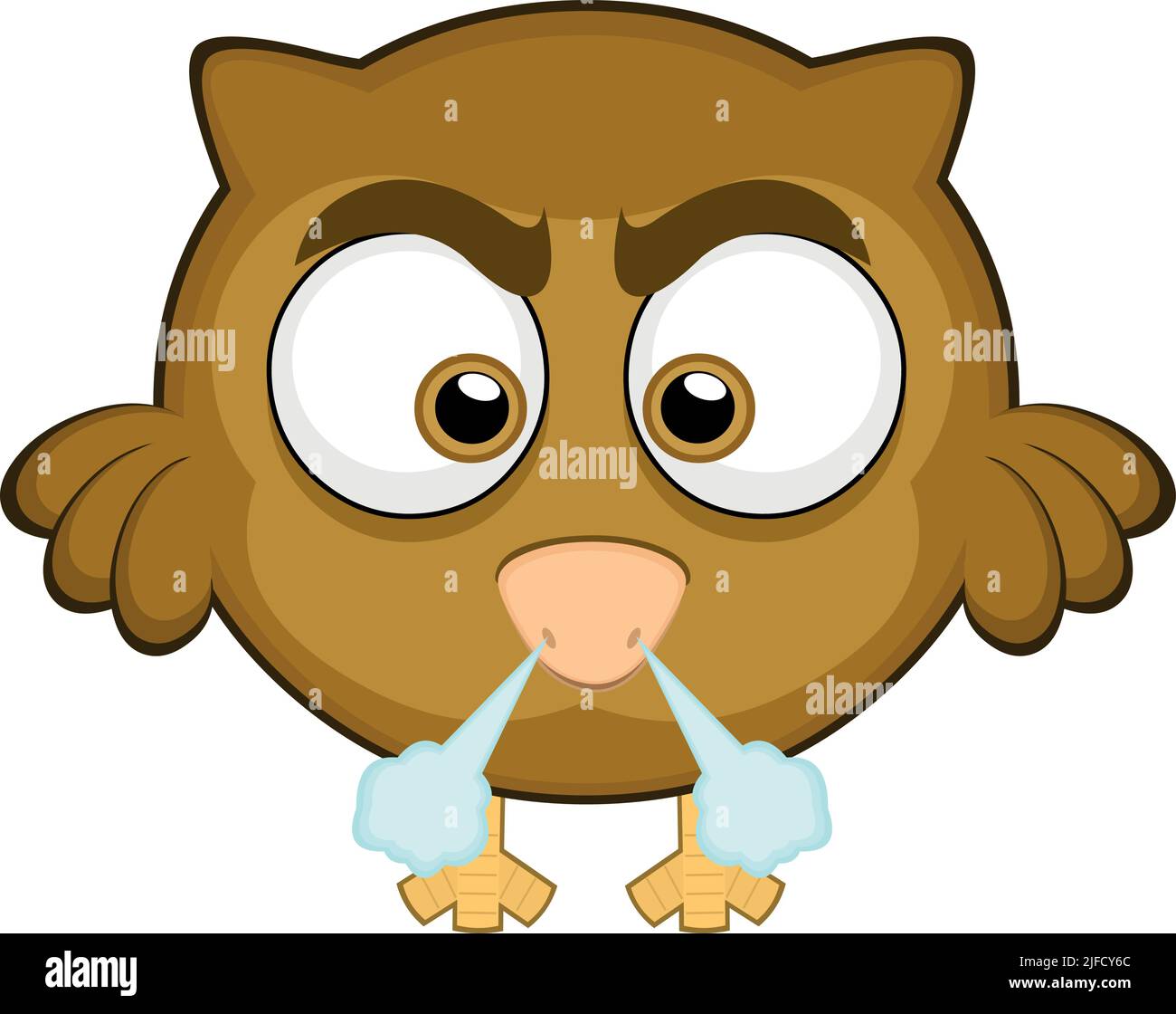 Vector illustration of a cartoon owl with an angry expression and ...