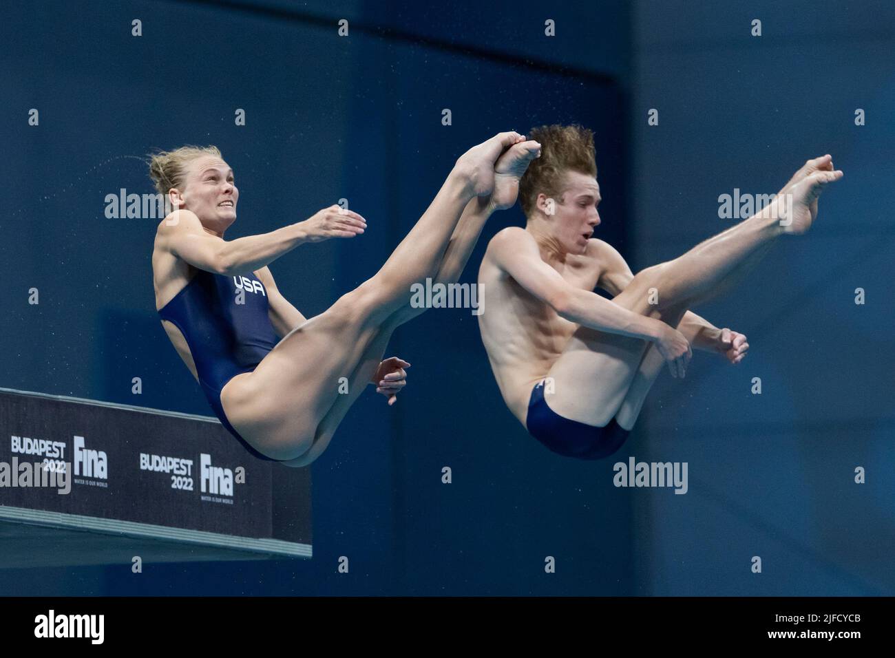 Budapest, Hungary. 1st July, 2022. Carson Tyler (R) and Delaney Schnell ...