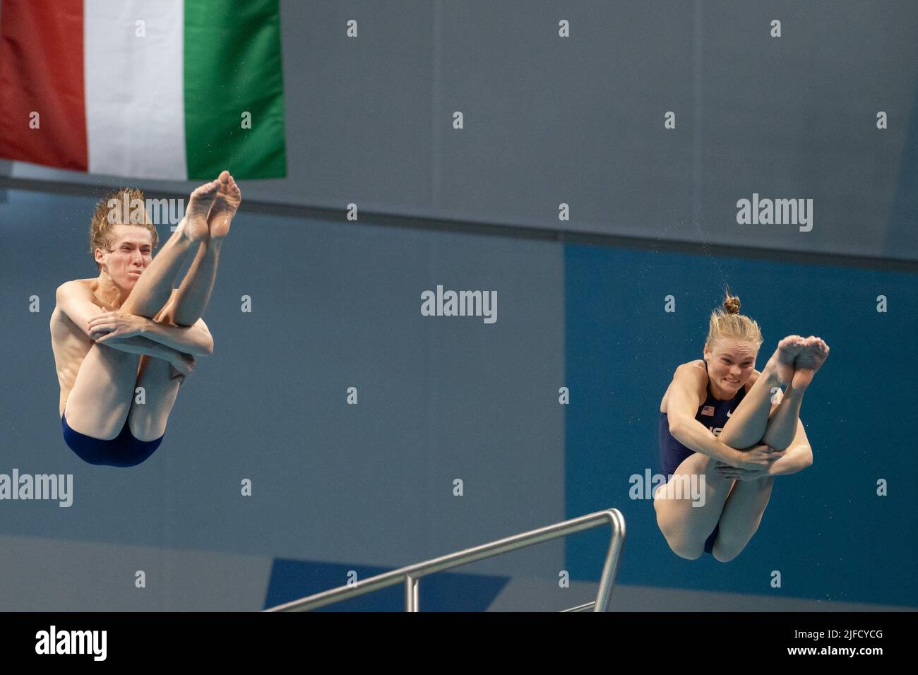 Budapest, Hungary. 1st July, 2022. Carson Tyler (L) and Delaney Schnell ...