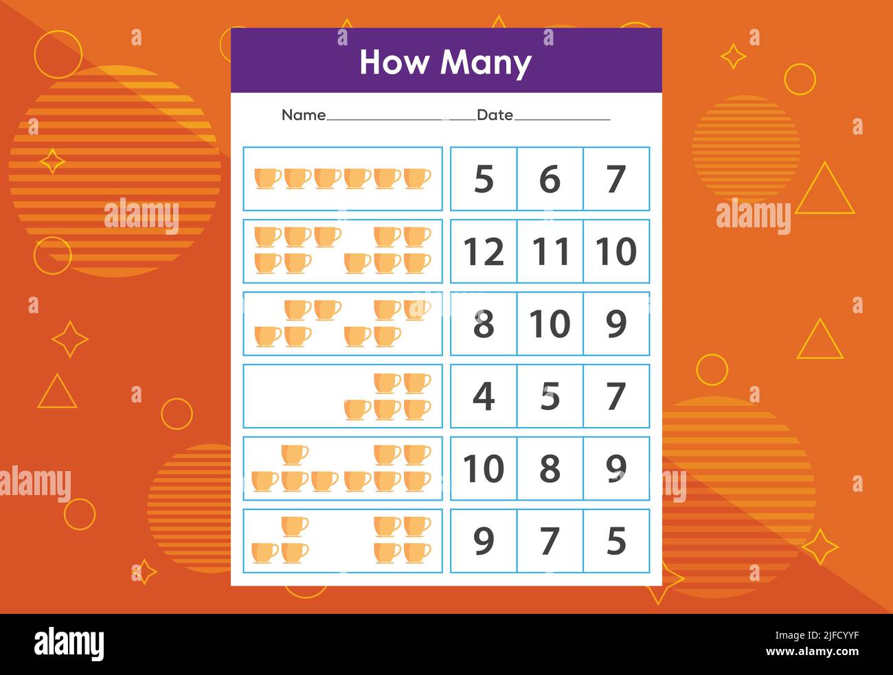 How many objects task. Educational children's game worksheet vector ...