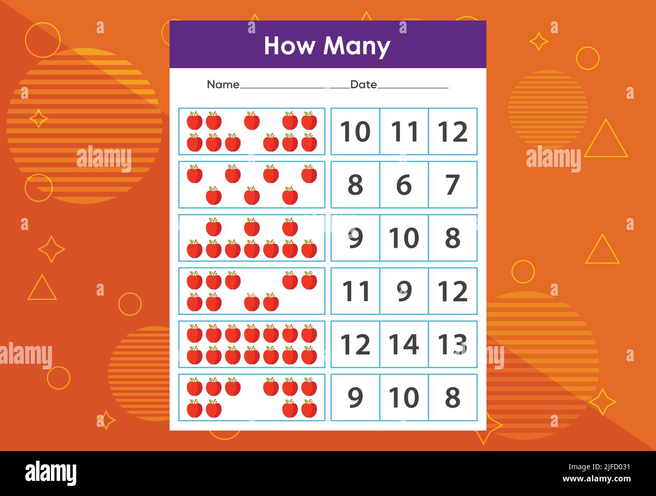 How many objects task. Educational children's game worksheet vector ...