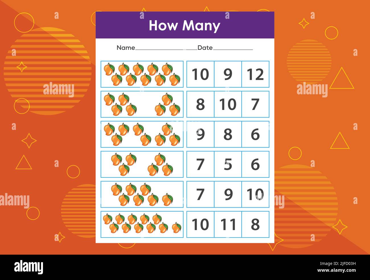 How many objects task. Educational children's game worksheet vector ...
